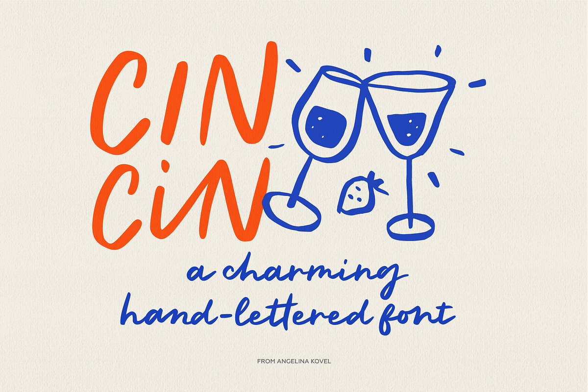Cin cin | Handwritten Font, a Script Font by AngelinaKovel