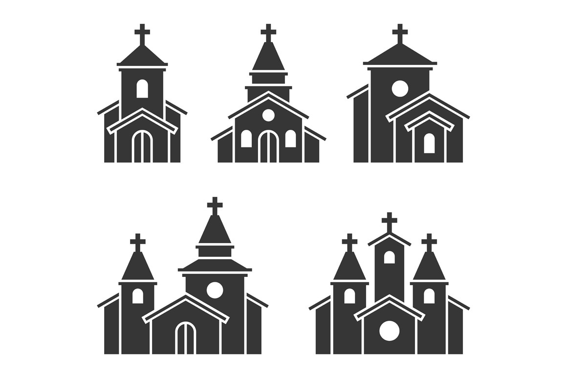 Church Building Icons Set, a Solid Icon by in8finity