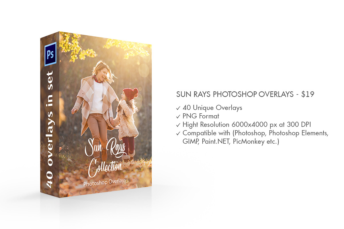 Sun Rays Photoshop Overlays, a Plug-in Add-On by FixThePhoto