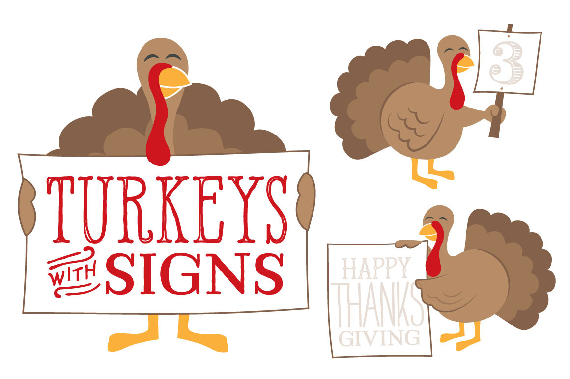Turkeys with Signs, an Illustration by Illustrations by Jessie