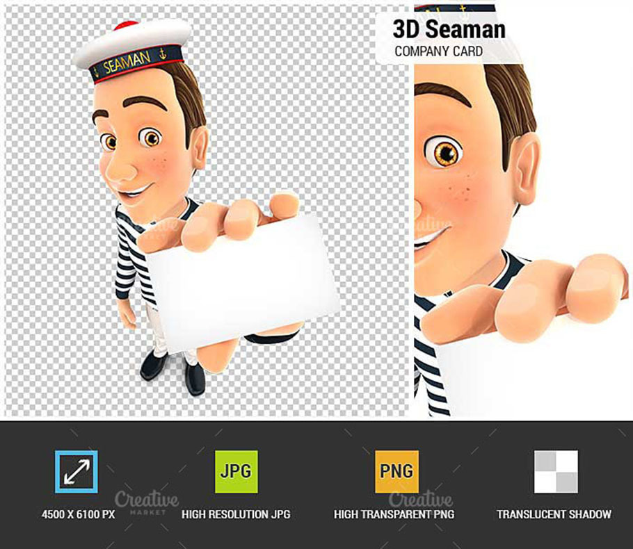 3D Seaman Holding Company Card | People Illustrations ~ Creative Market
