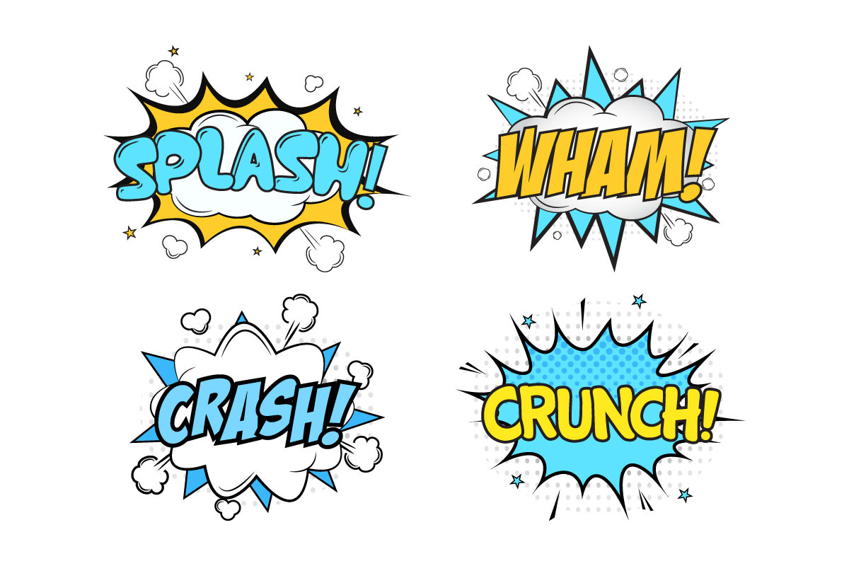 Comic explosion text bubble vector | Creative Market