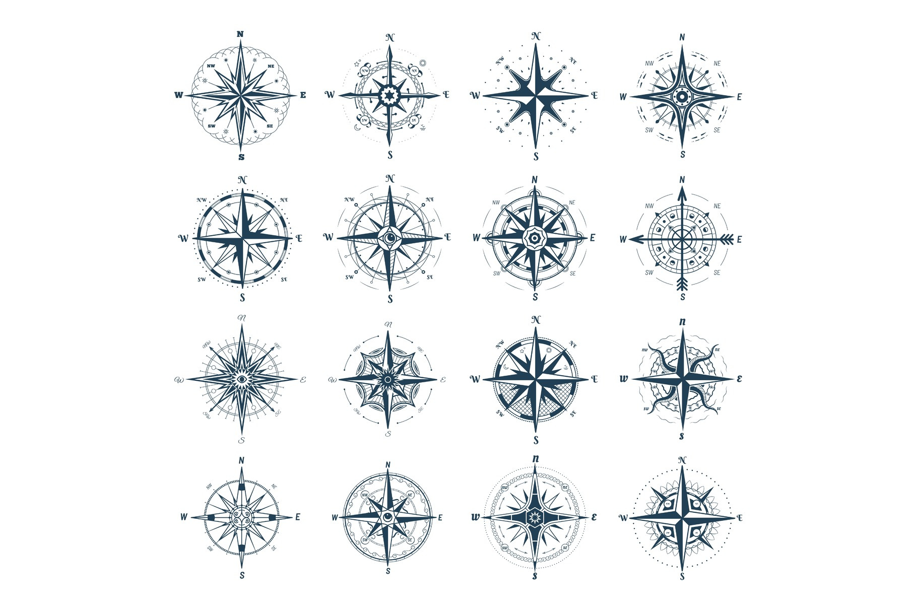 Set of wind rose compass, an Animal Photo by GenziWorkshop
