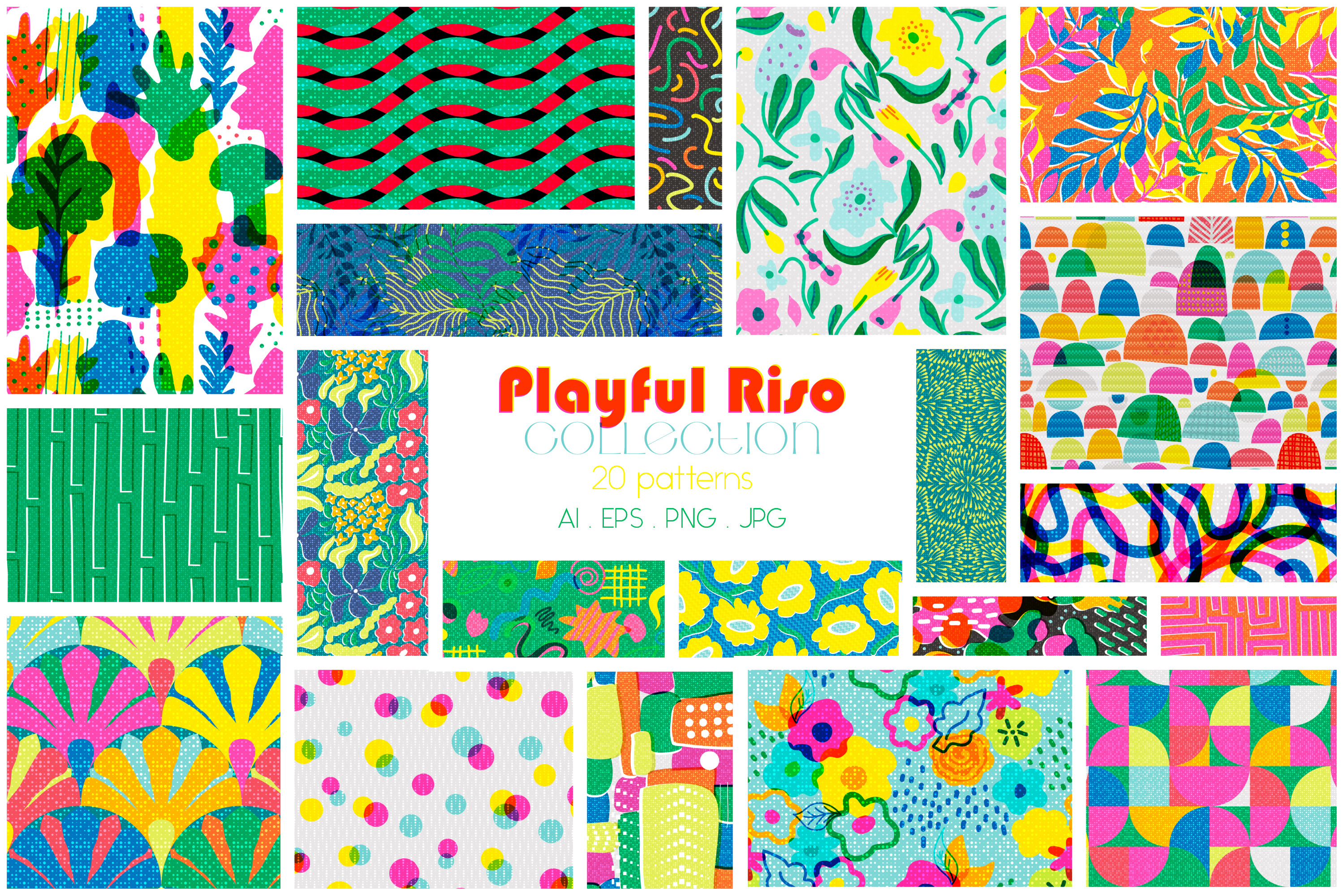 Playful Riso collection, a Pattern Graphic by Mona Ahmed