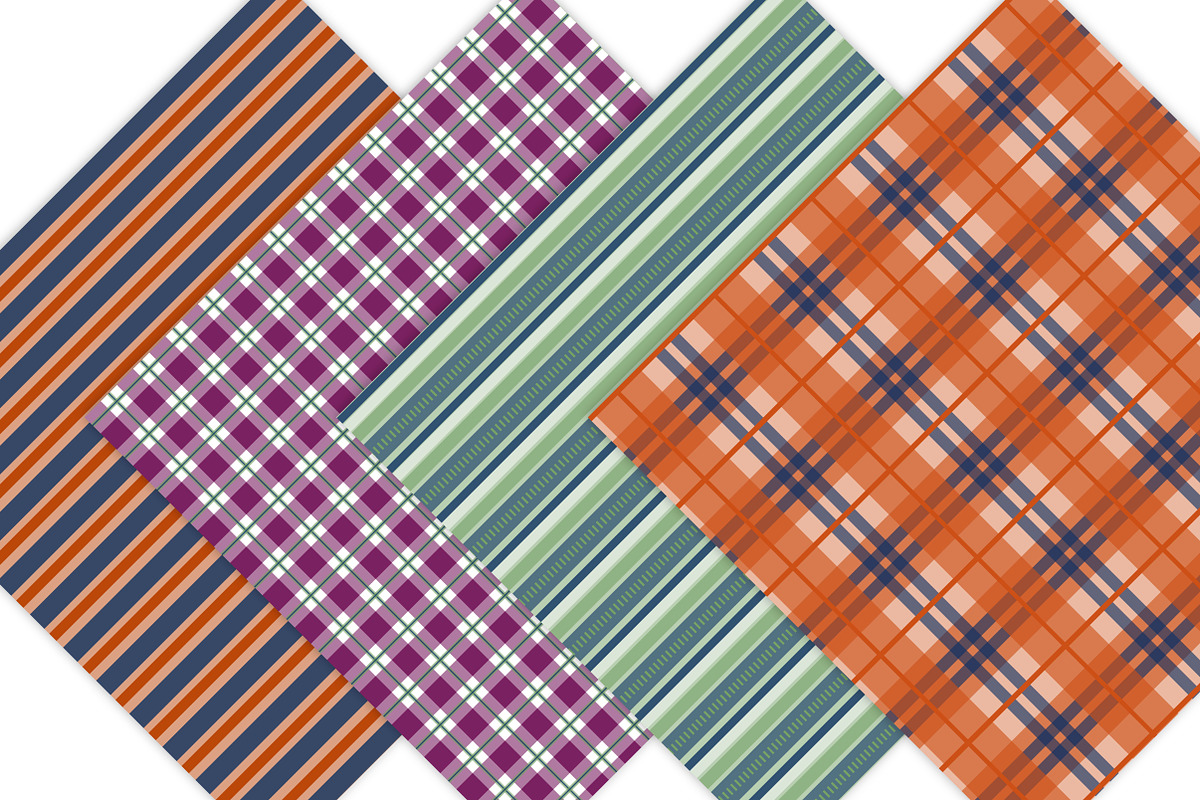 Plaid and Stripes Digital Paper, a Pattern Graphic by Leska's Digitals