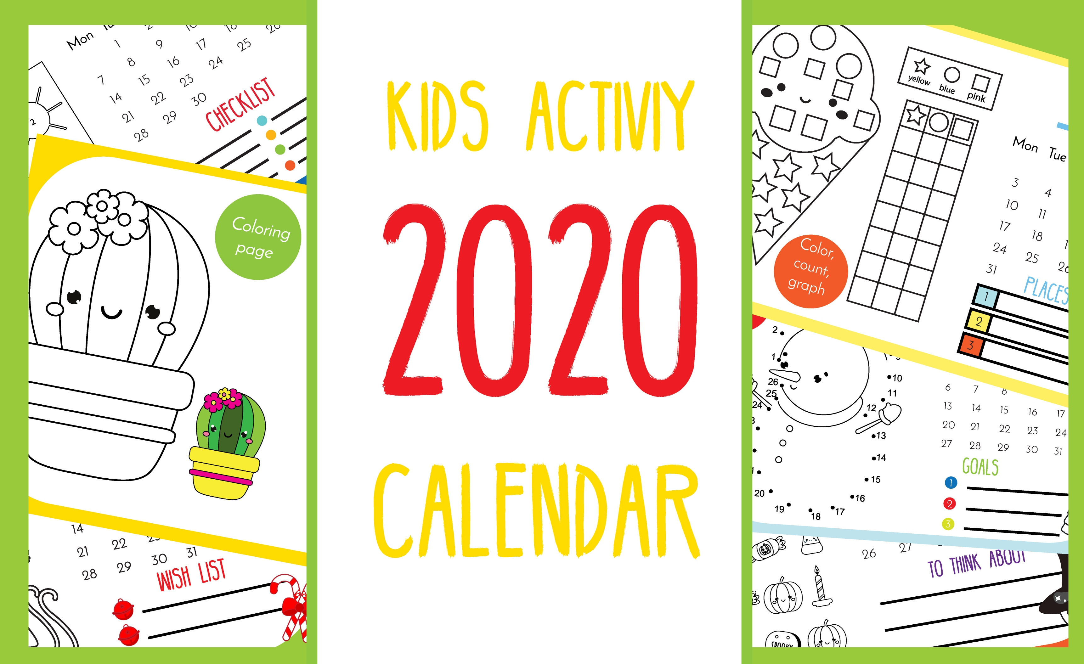 Kids acitivty calendar. 2020 year, a Graphic by Bunny's Little Shop