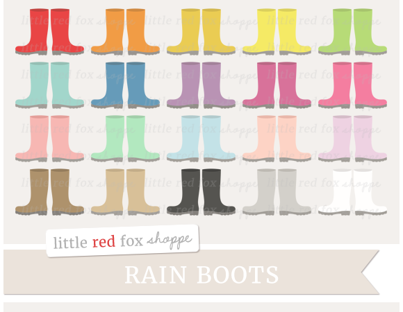 Rain Boots Clipart, an Illustration by Little Red Fox Shoppe