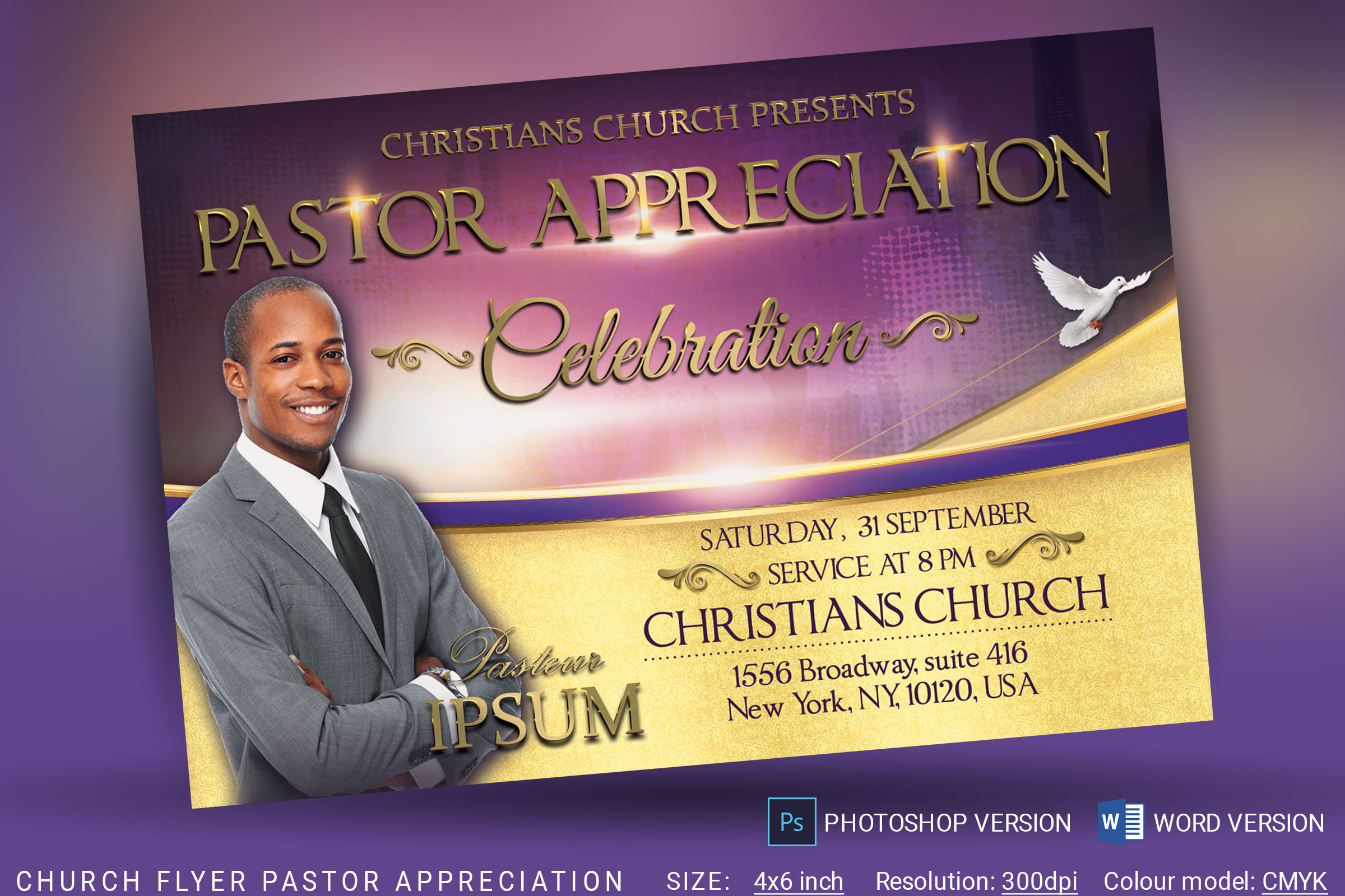 Church Flyer Pastor Appreciation, a Flyer Template by Artolus