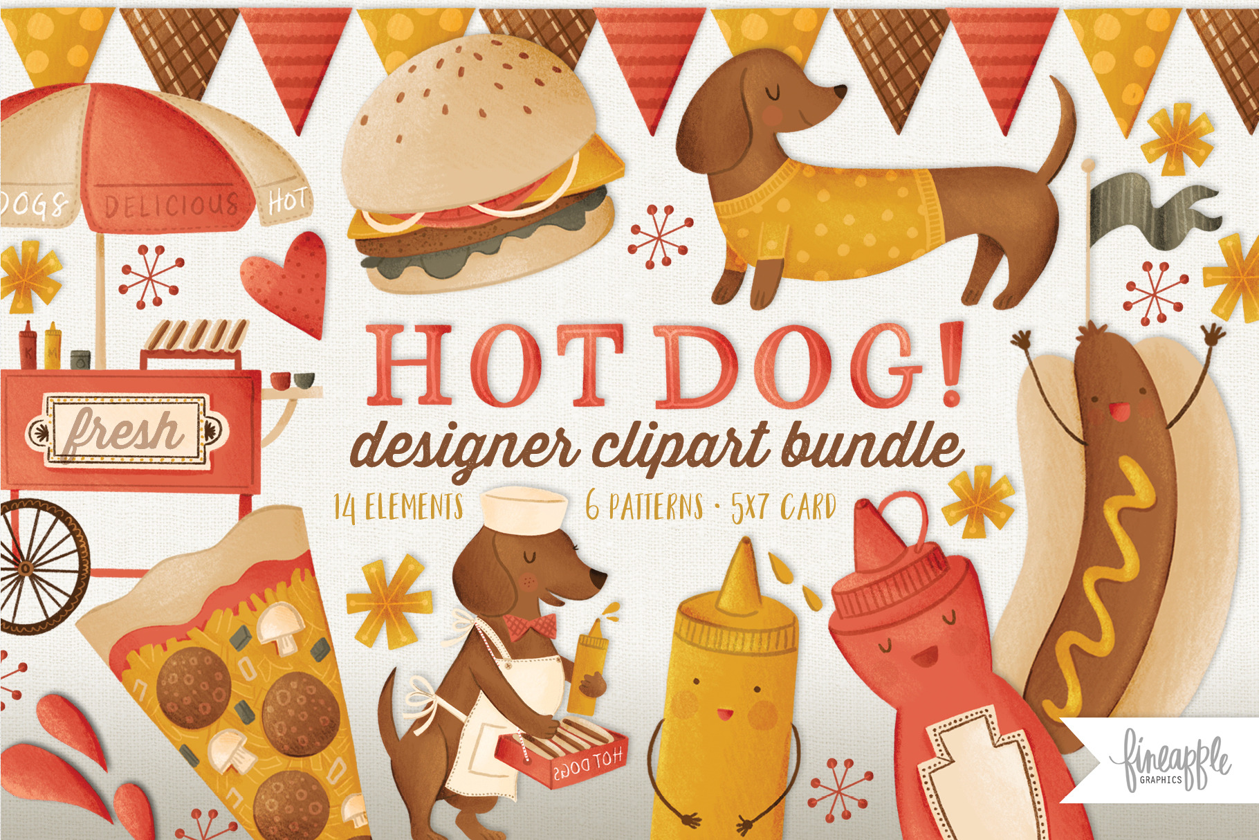 HOT DOG CLIPART BUNDLE, a Food Illustration by FINEAPPLE | Creative Market