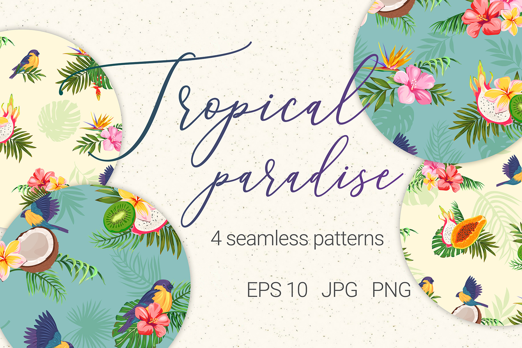 Tropical paradise. 4 Patterns, a Pattern Graphic by HmarkaShop ...