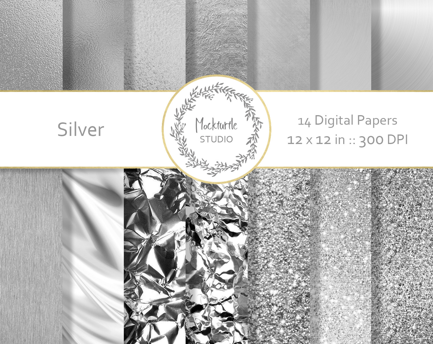 Silver Foil & Glitter Digital Paper, a Texture Graphic by ...