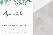 2019 Watercolor Calendar, a Stationery Template by November Studio
