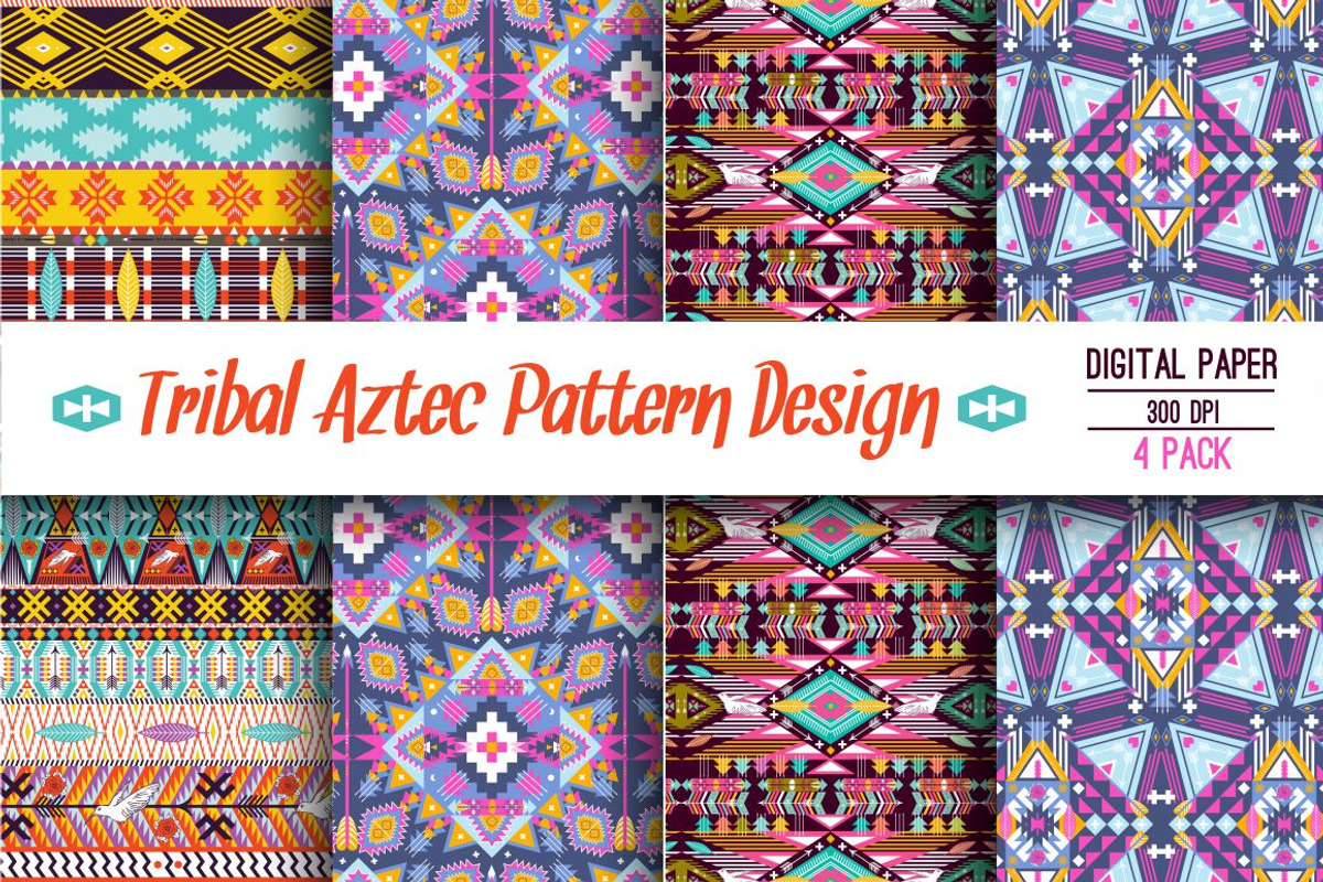 Collection Bright Aztec Patterns, a Pattern Graphic by tomuato