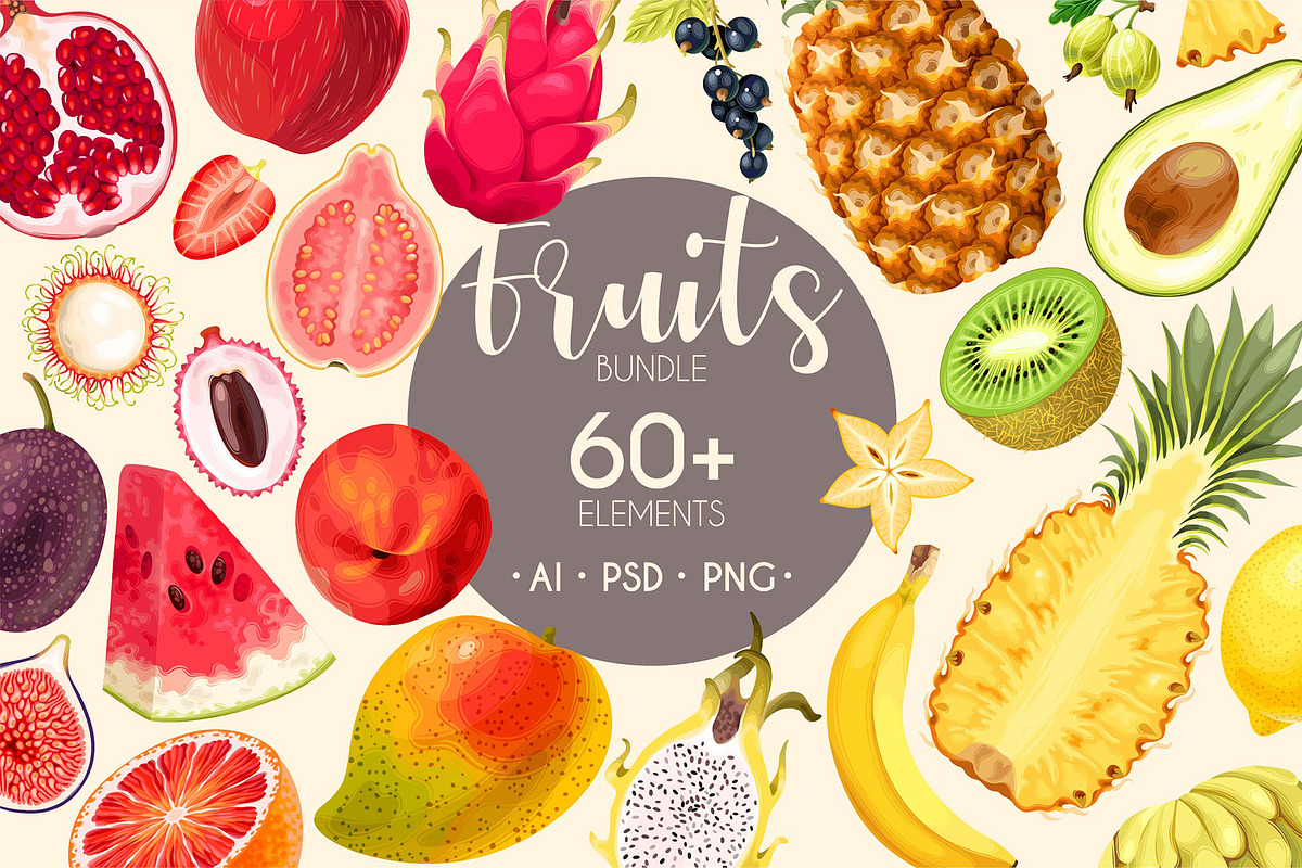Fruits Bundle, an Object Graphic by GreyLilac