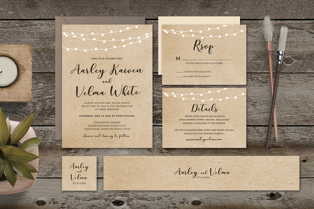 Brown Wedding Invitation Suite, an Invitation Template by Aarley Kaiven