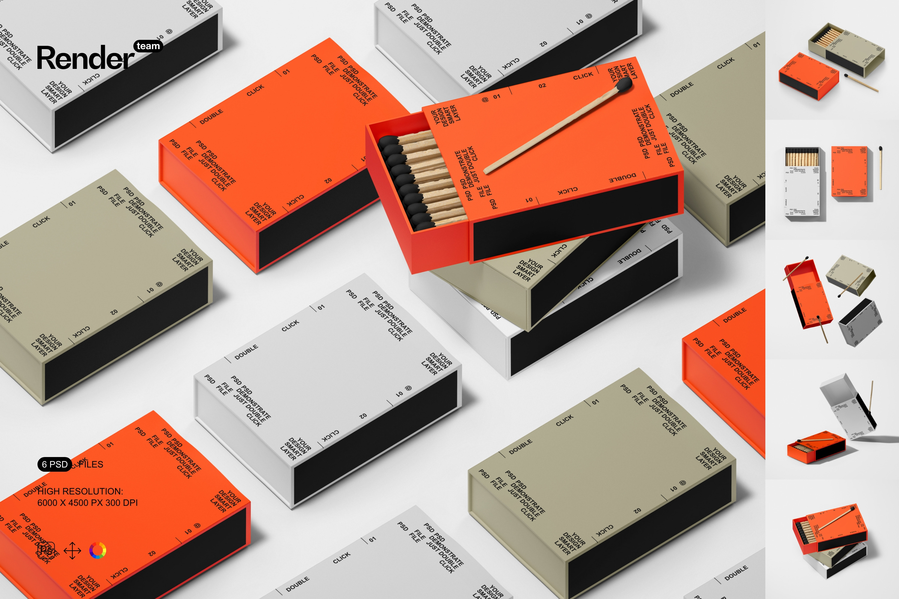 Matches Box Mockup Set (6 PSD) | Creative Market