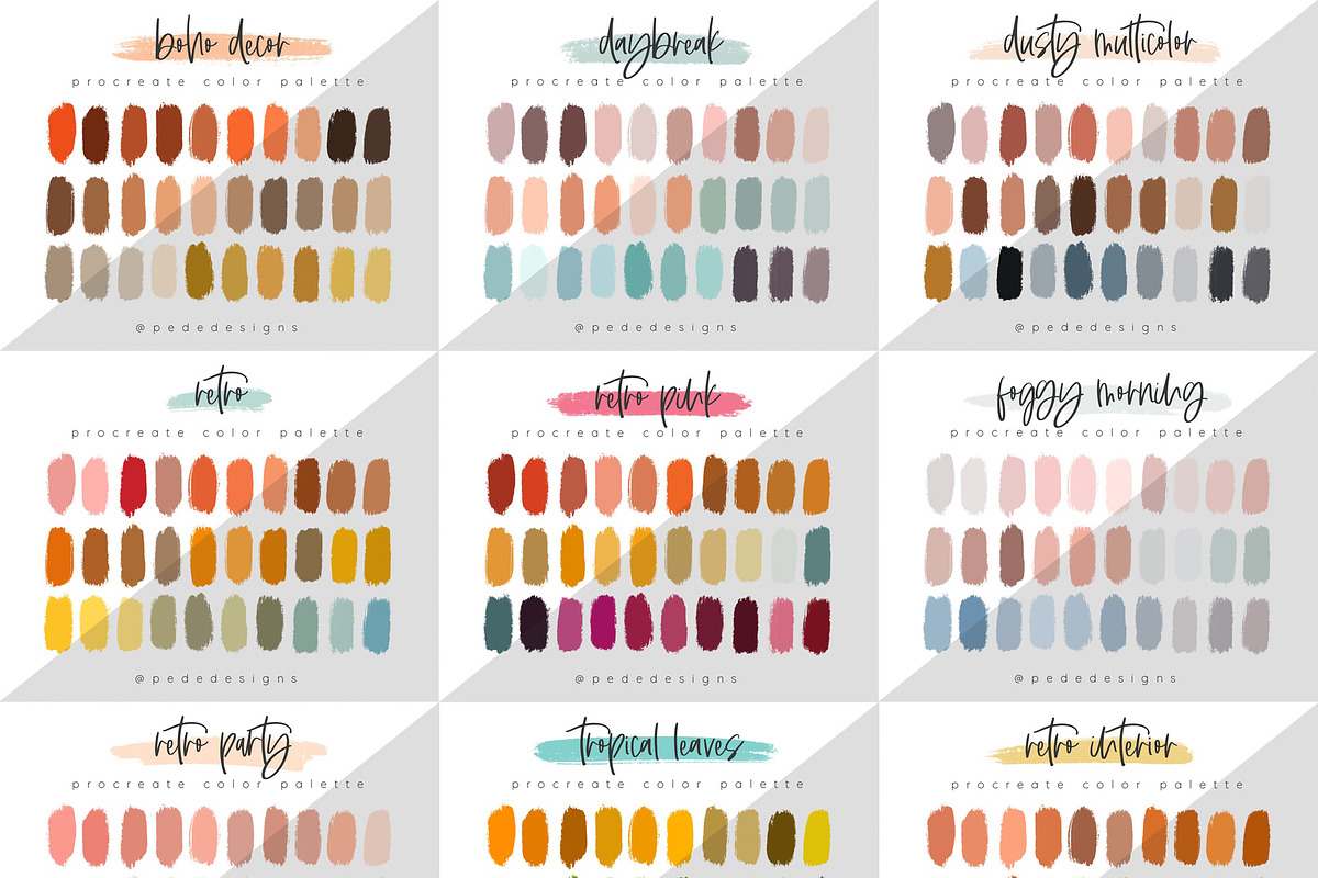 50 Procreate Color Palettes. Bundle1, a Brush Add-On by PeDe Designs