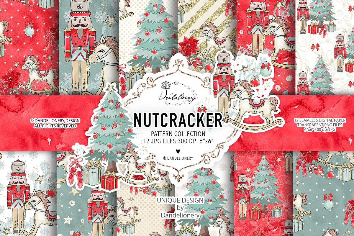 Nutcracker digital paper pack, a Pattern Graphic by designloverstudio