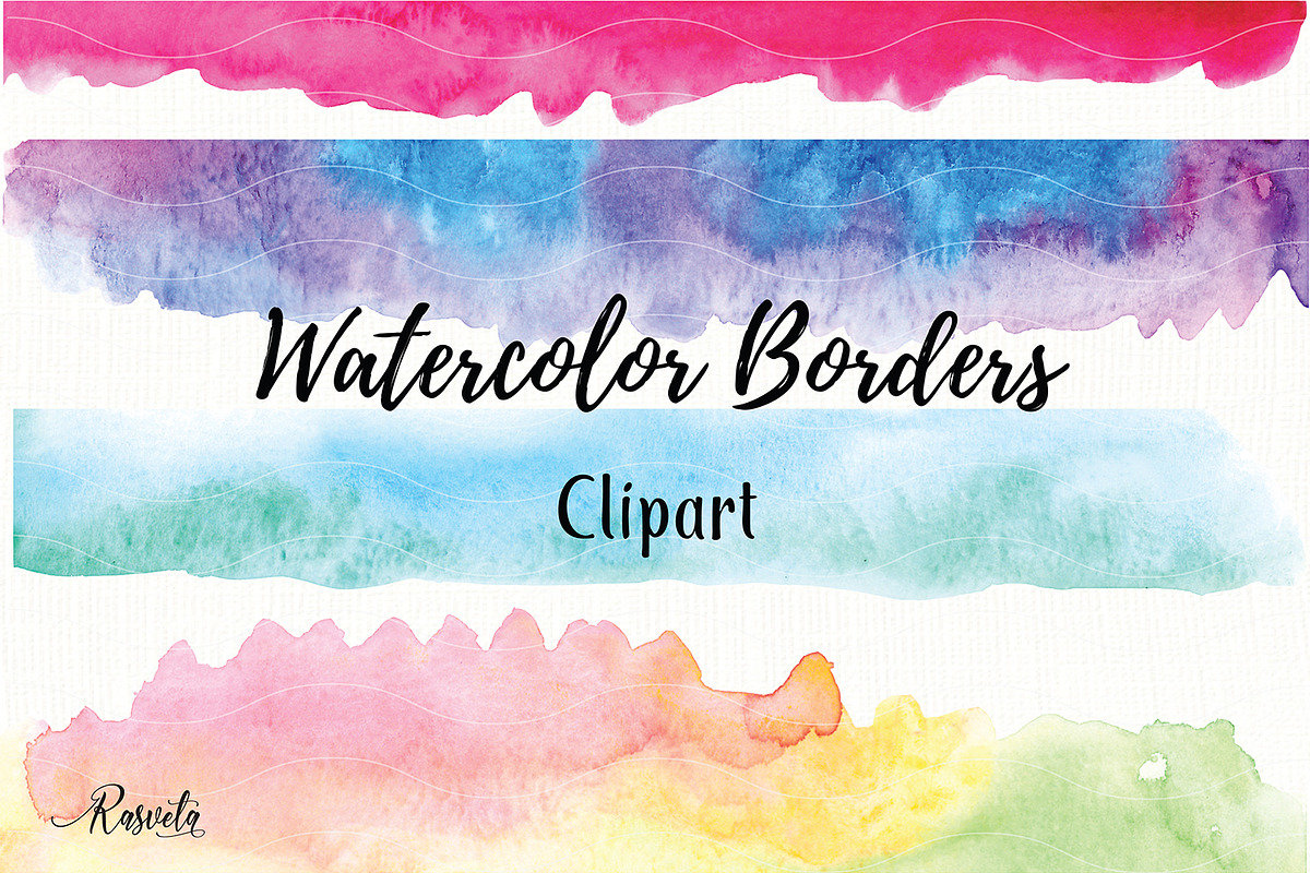Watercolor Borders Clipart, a Decorative Illustration by Rasveta
