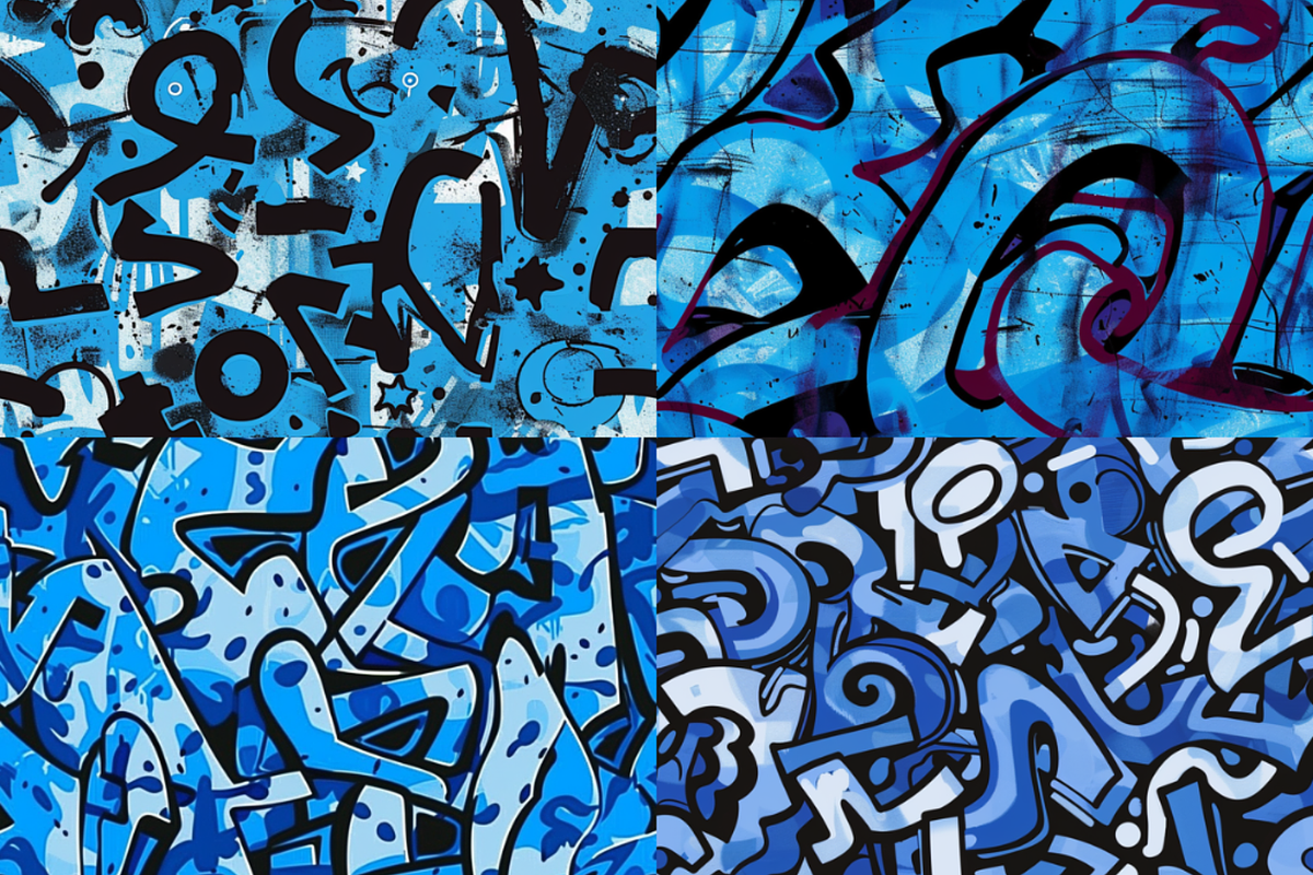 Blue Graffiti Seamless Patterns