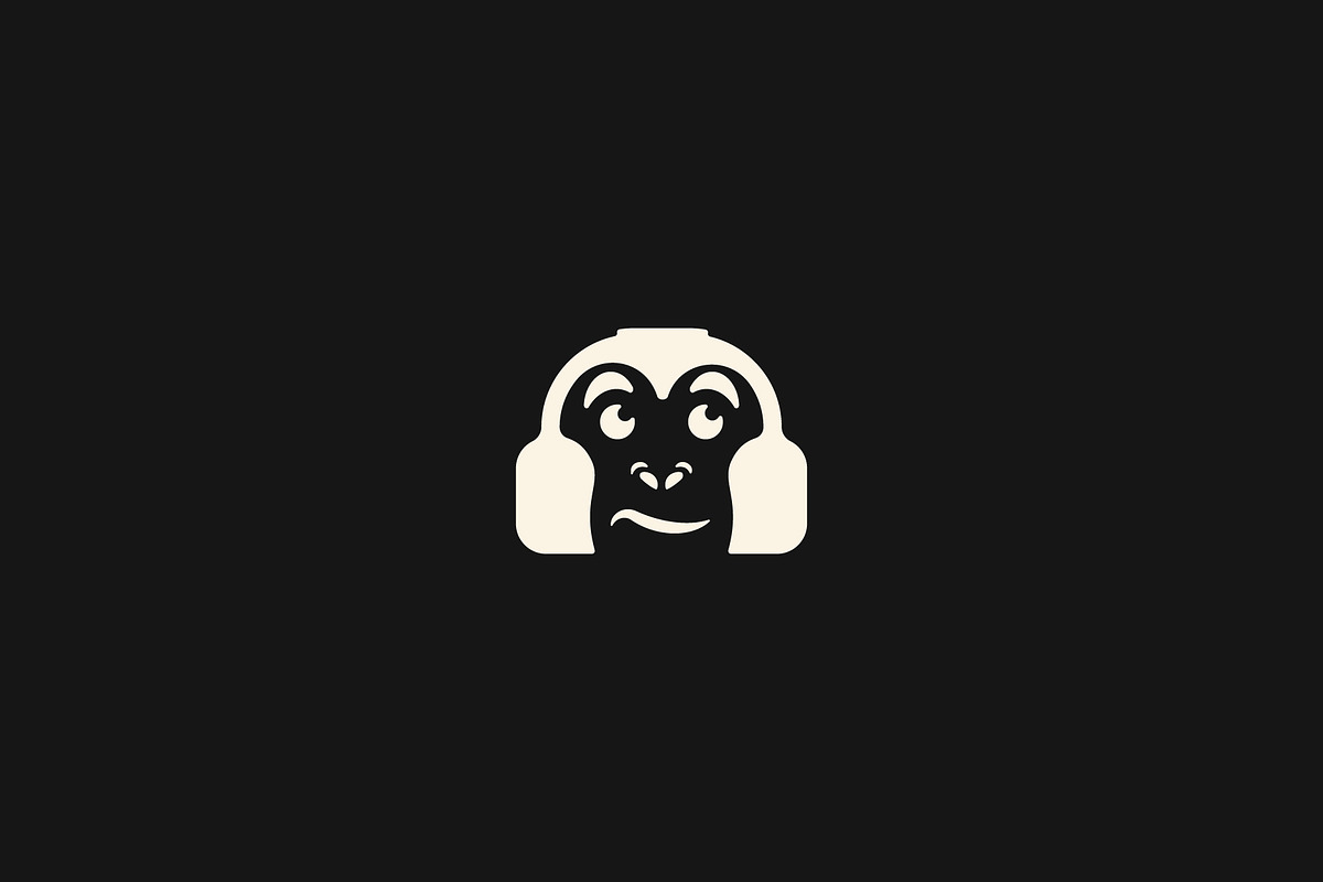 Monkey Headphone Logo Design Vector