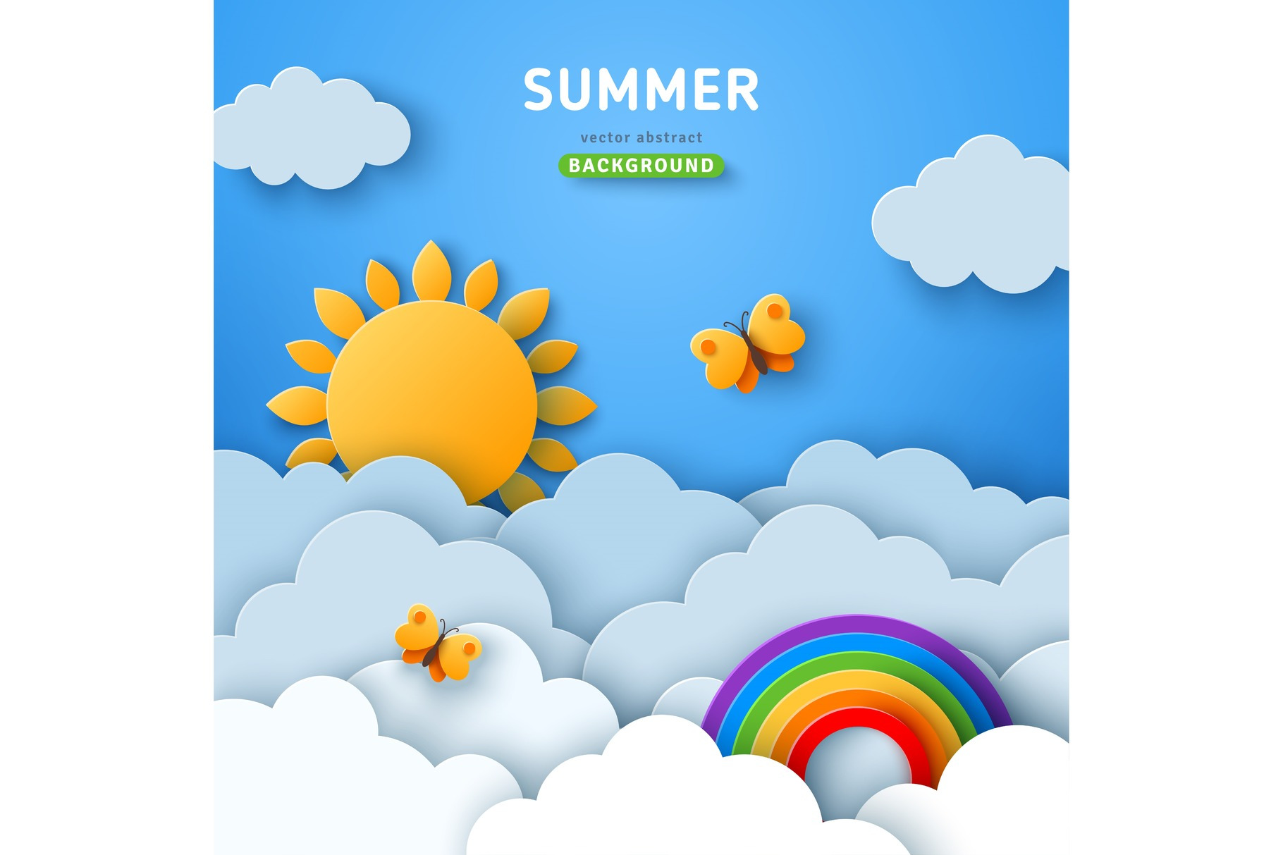 Summer paper cut banner | Illustrations ~ Creative Market