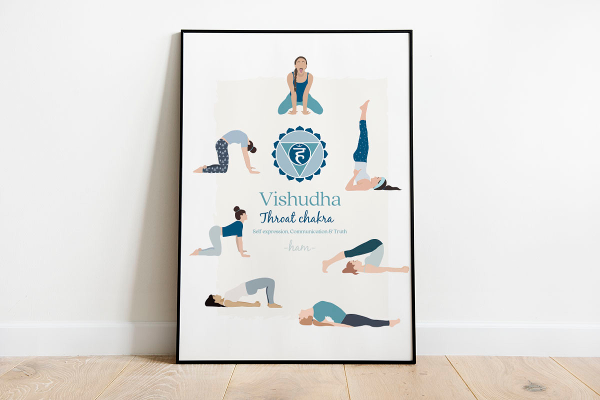 Vishuddha Chakra Yoga Postures, an Illustration by Sunnyfields