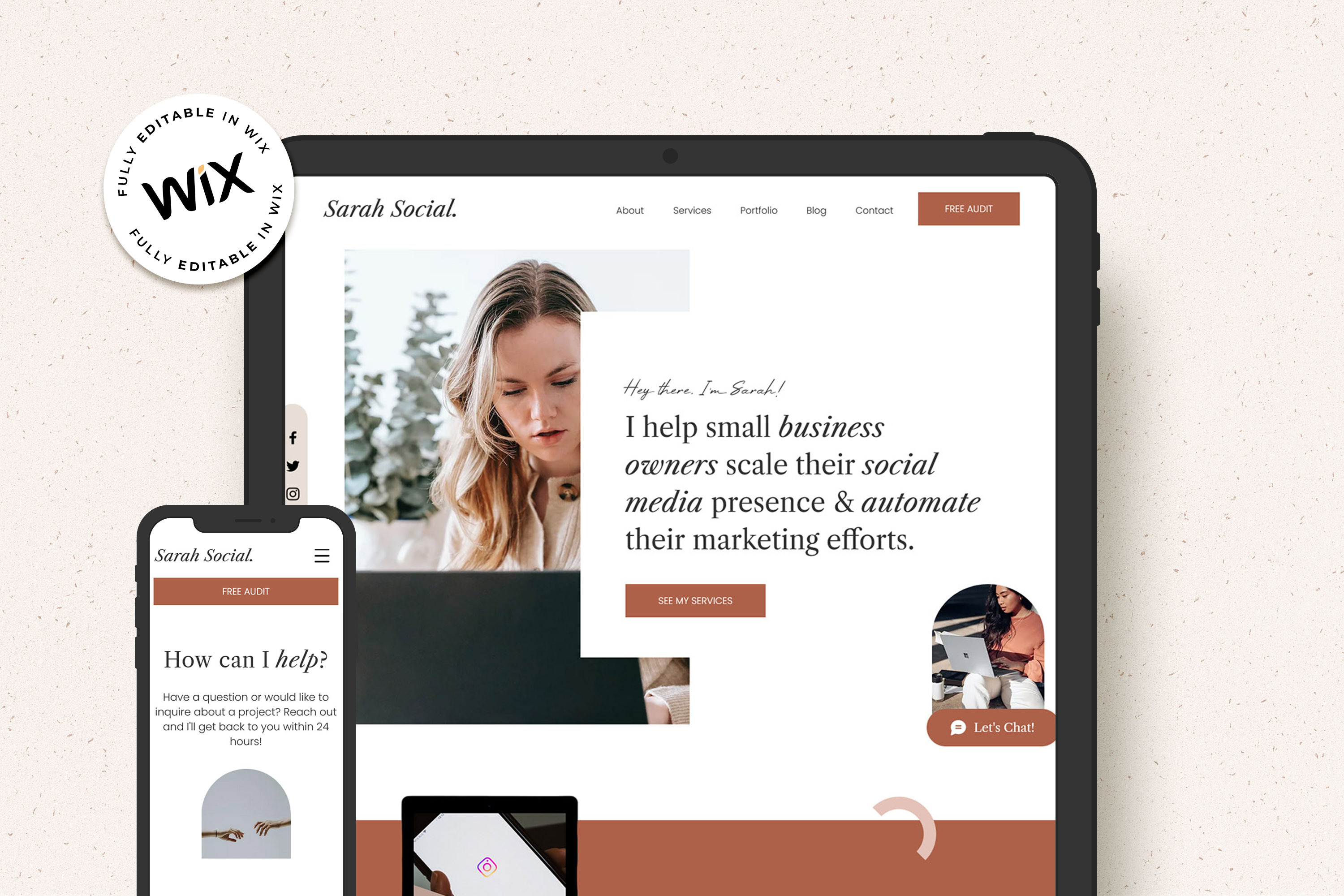 Sarah Social - WIX Website Template, a Wix Template by AndrewPixel