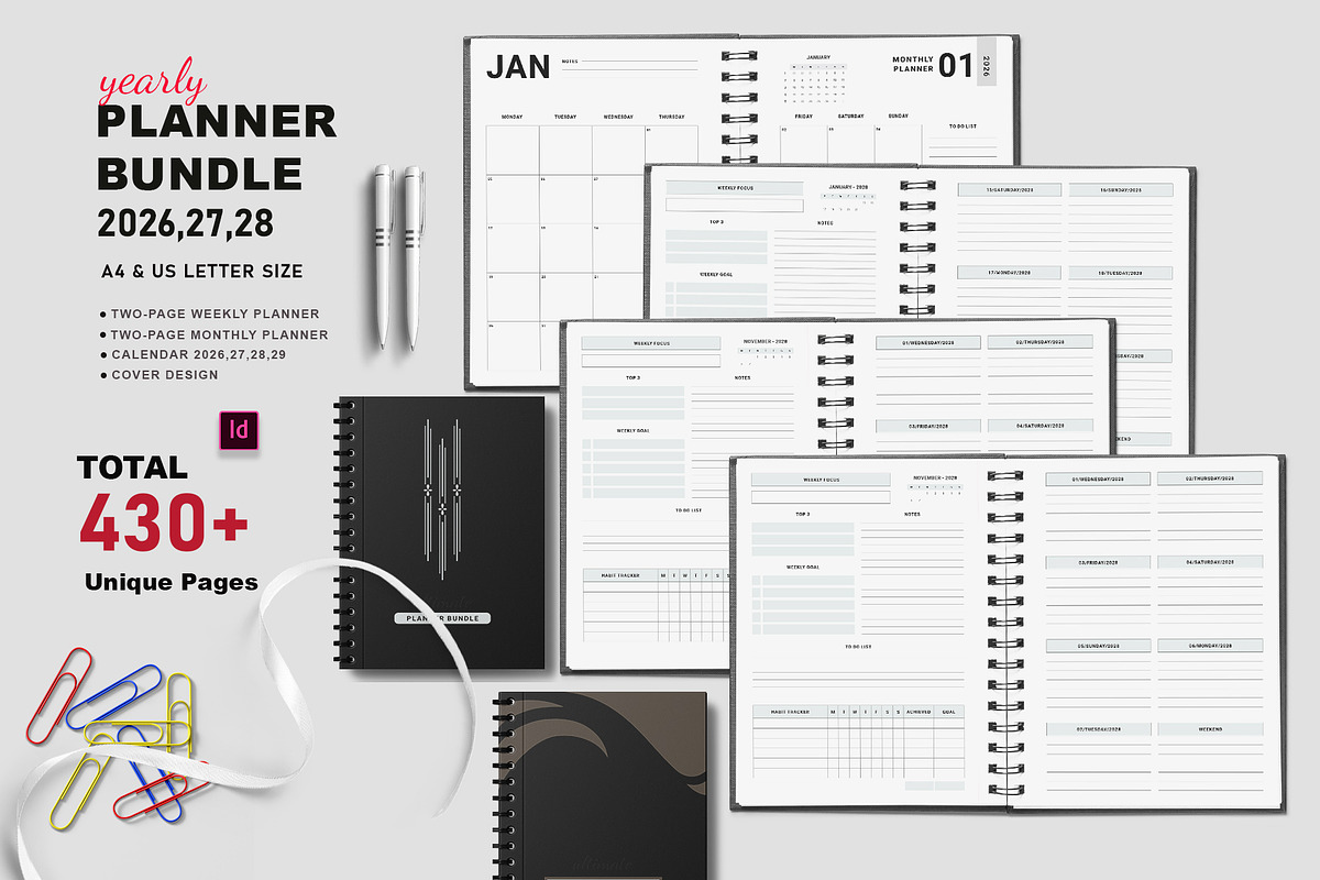 Ultimate Planner Bundle Pack 2026-28, a Stationery Template by Design Zone