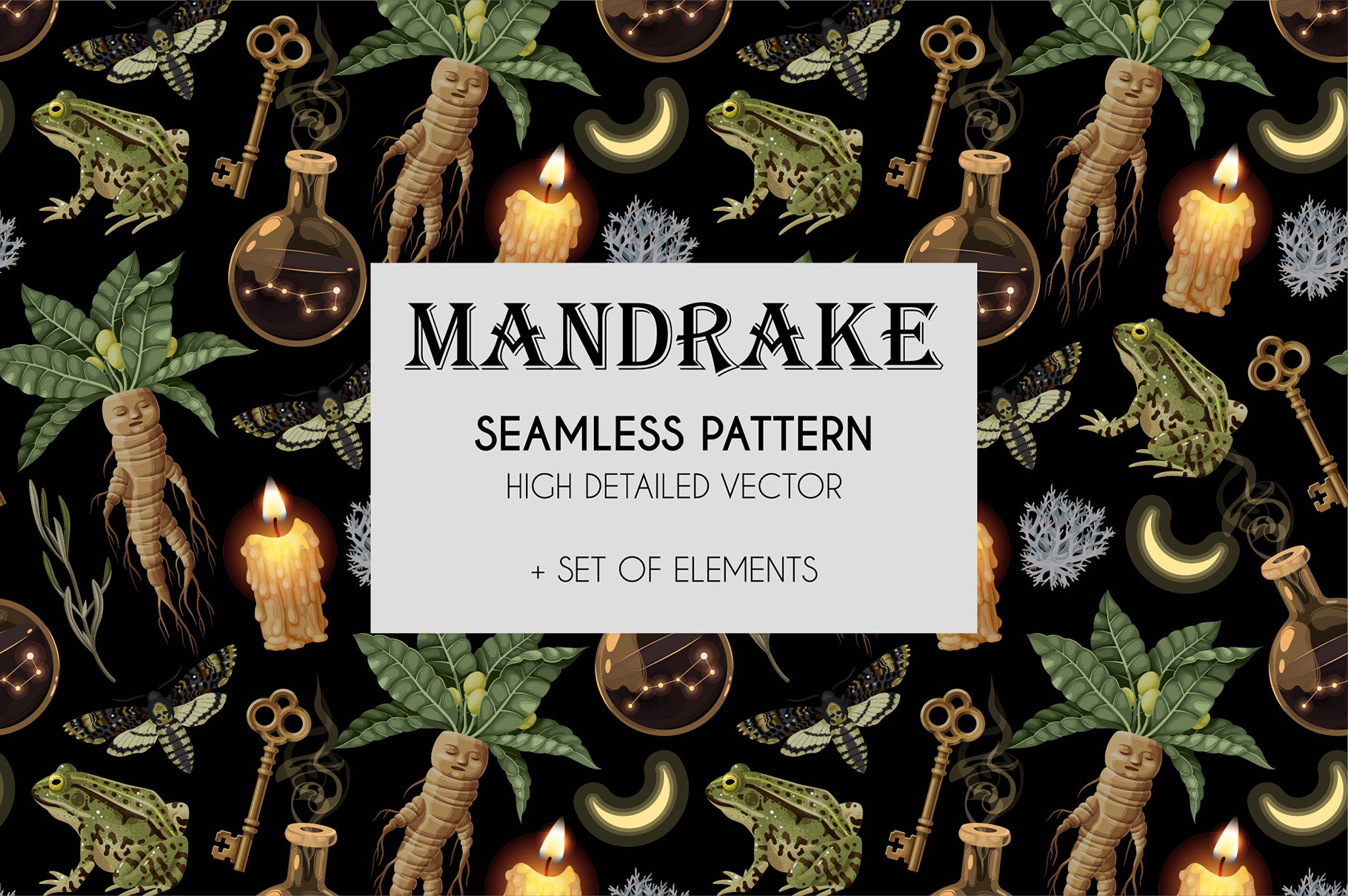 Mandrake Pattern, a Pattern Graphic by GreyLilac