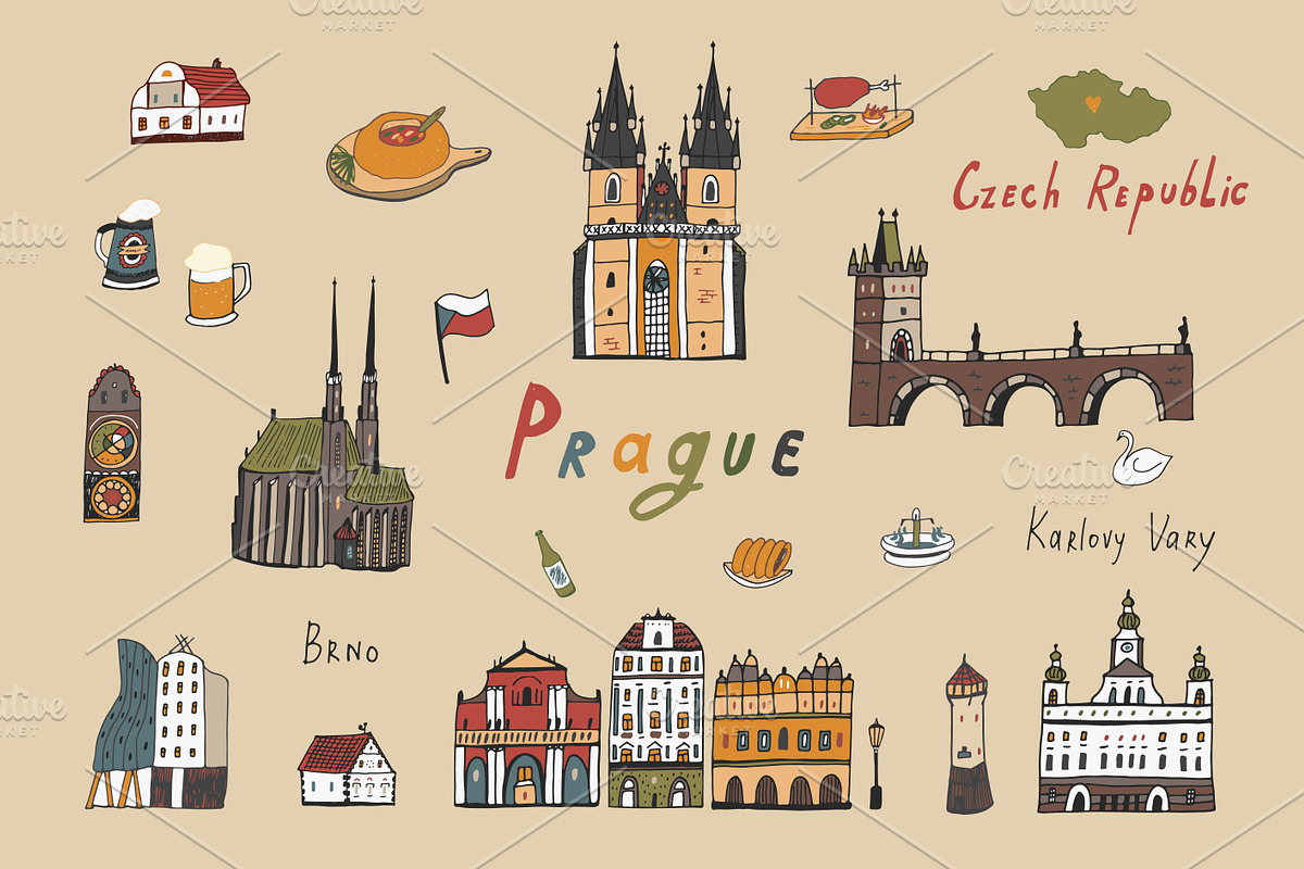 Prague, a Pattern Graphic by GooseFrol