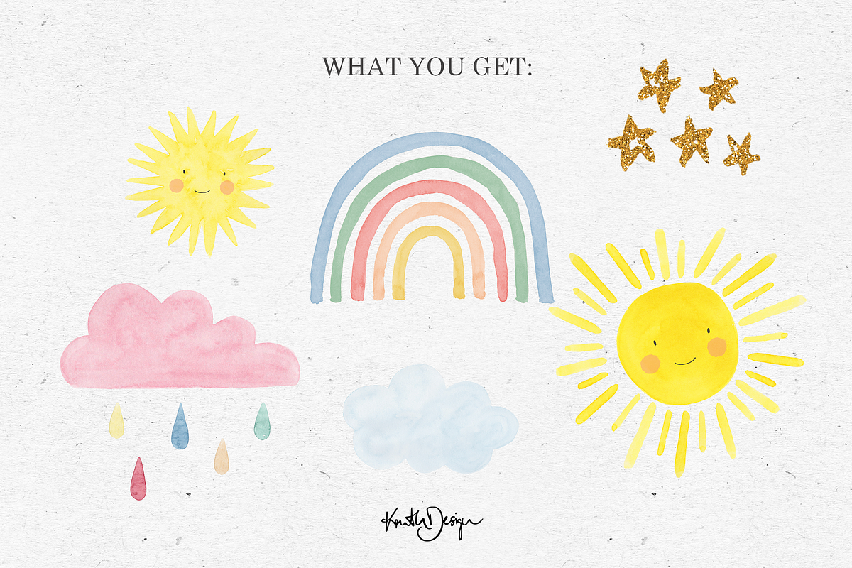 RAINBOW BUNDLE / watercolor sketches, an Illustration by KruthDesign