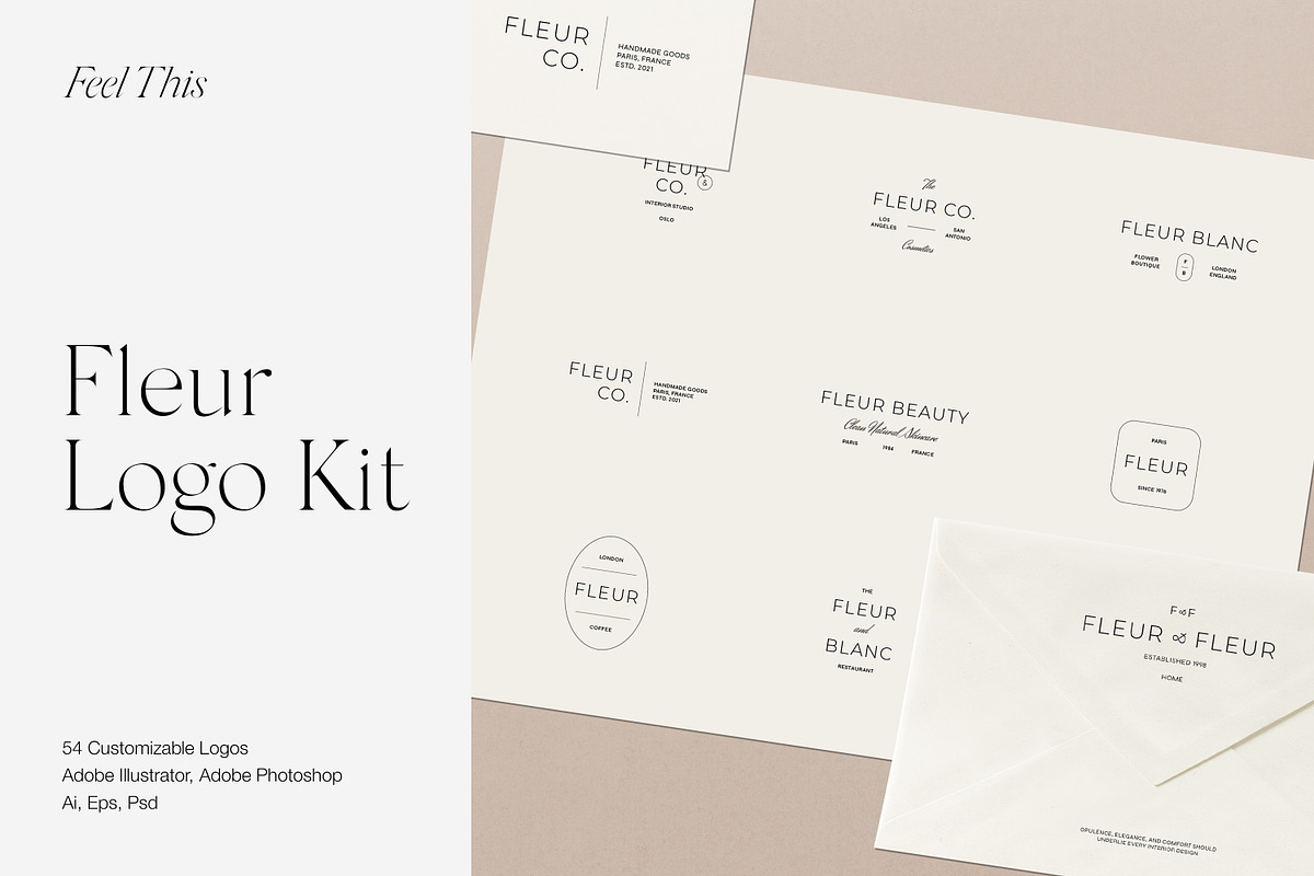 Fleur Minimal Logo Kit Ai Eps Psd, a Branding & Logo Template by Feel This