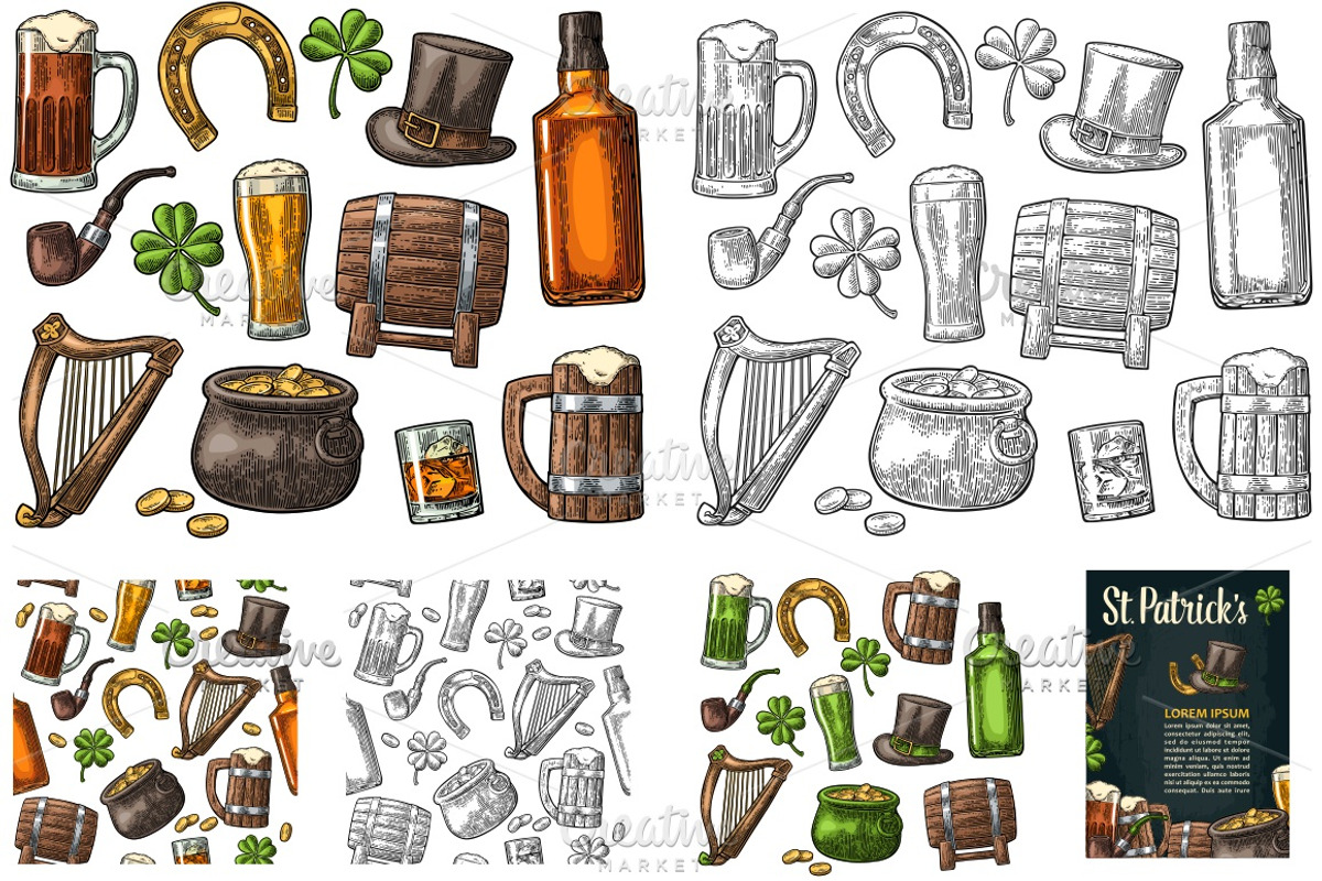 Saint Patrick's Day. Engraving, an Object Graphic by MoreVector
