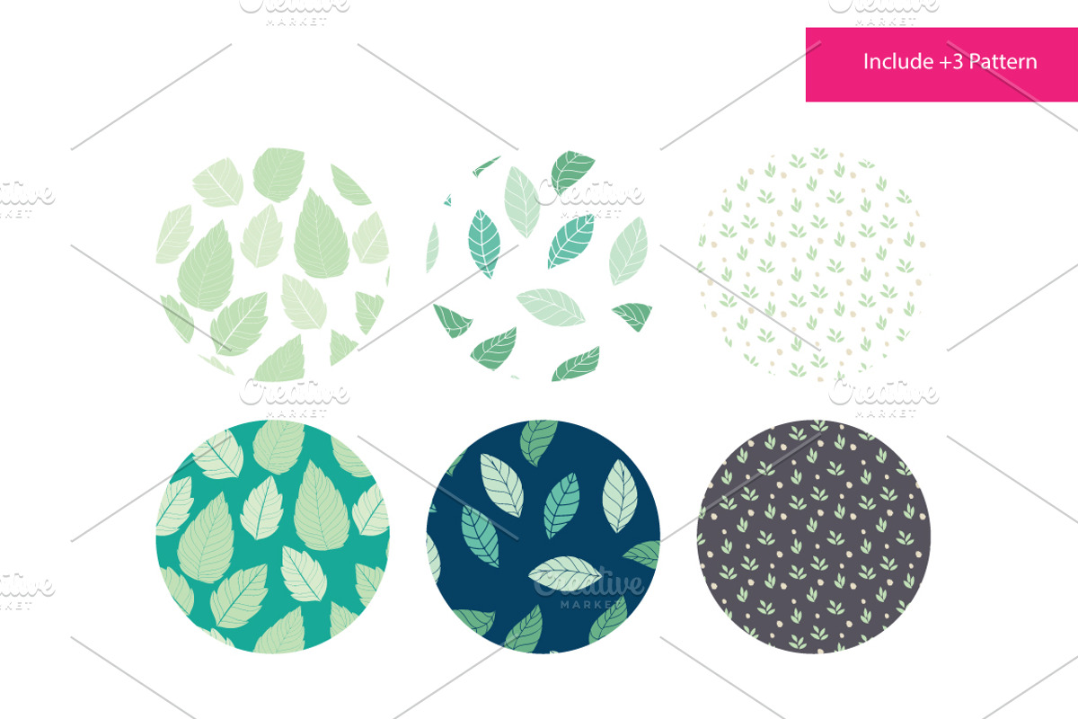 GREEN VECTOR ELEMENTS AND PATTERN, a Decorative Illustration by MooBeer