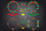 Chalkboard Christmas Floral Clipart, an Illustration by SA ClipArt