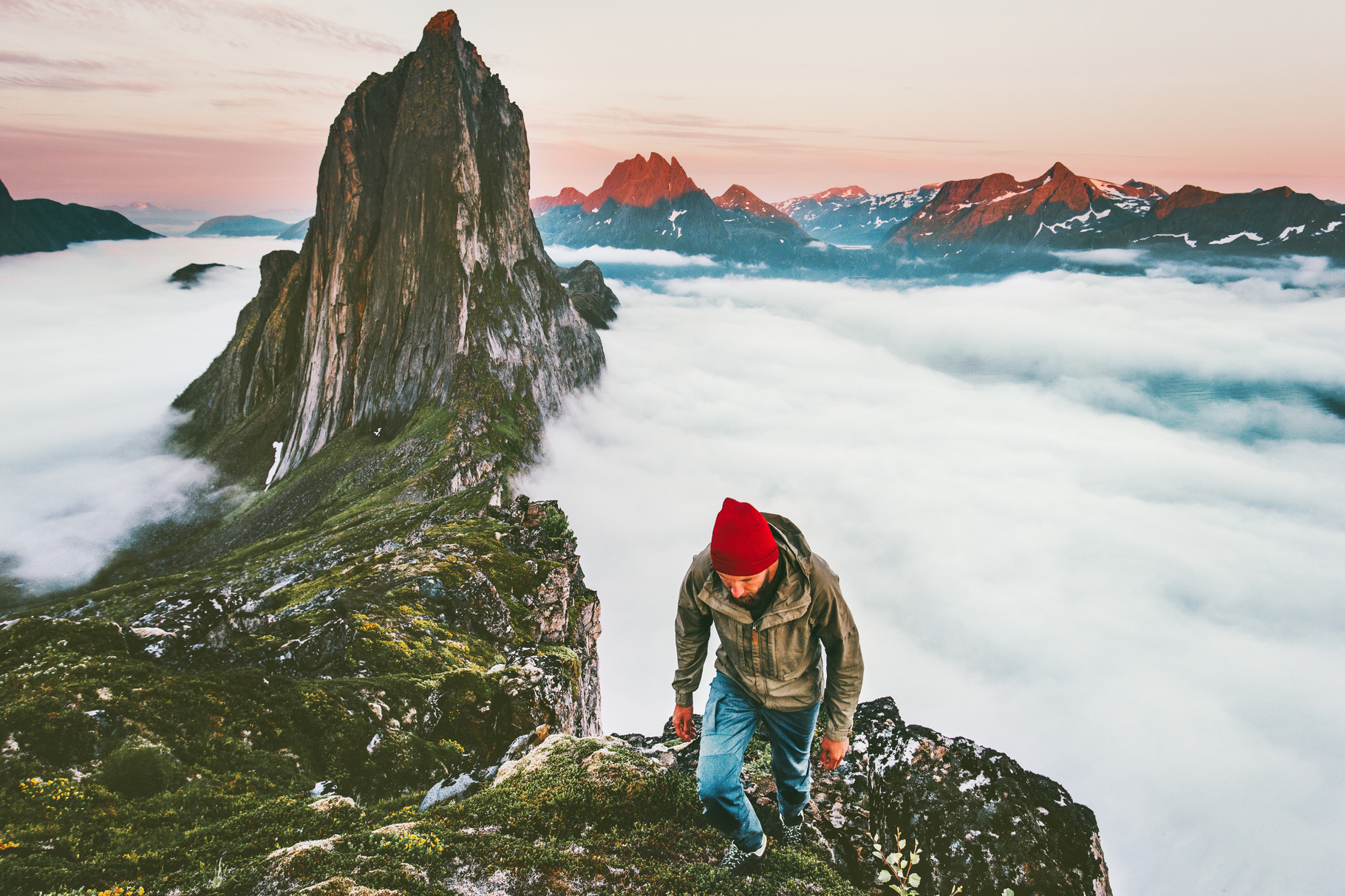 Adventurous man hiking in mountains, a Sports & Recreation Photo by e v ...