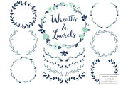 Navy & Mint Vector Flower Wreaths | Illustrations ~ Creative Market