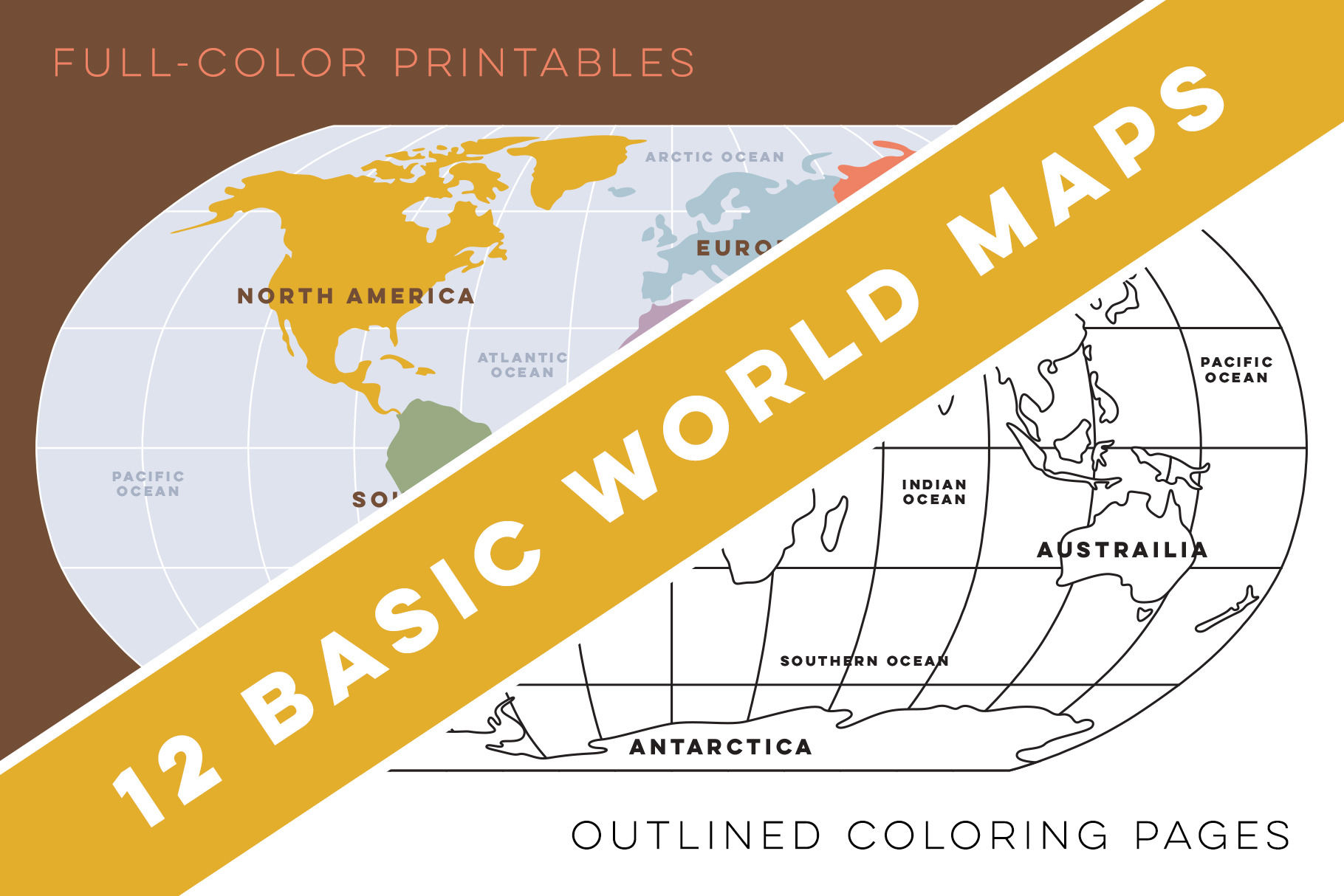 Basic World Maps & Coloring Pages, an Illustration by MattsDesigns ...