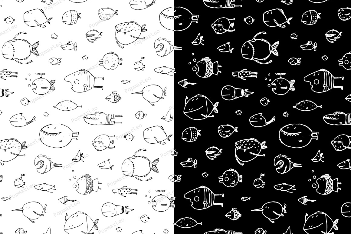 Cartoon Seamless Pattern Funny Fish, a Pattern Graphic by Popmarleo Shop