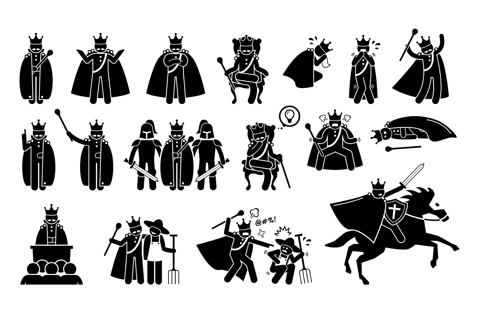 Medieval King Character Stick Figure | Icons ~ Creative Market