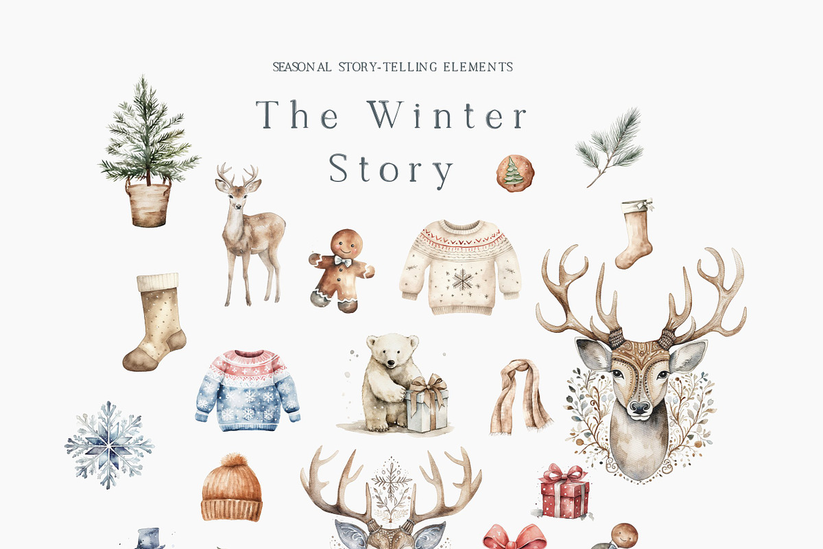 Winter and Christmas Watercolor Set