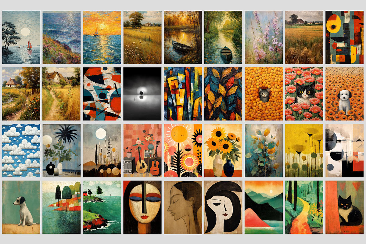 Abstract painting art set prints, a Decorative Illustration by Muzi ...