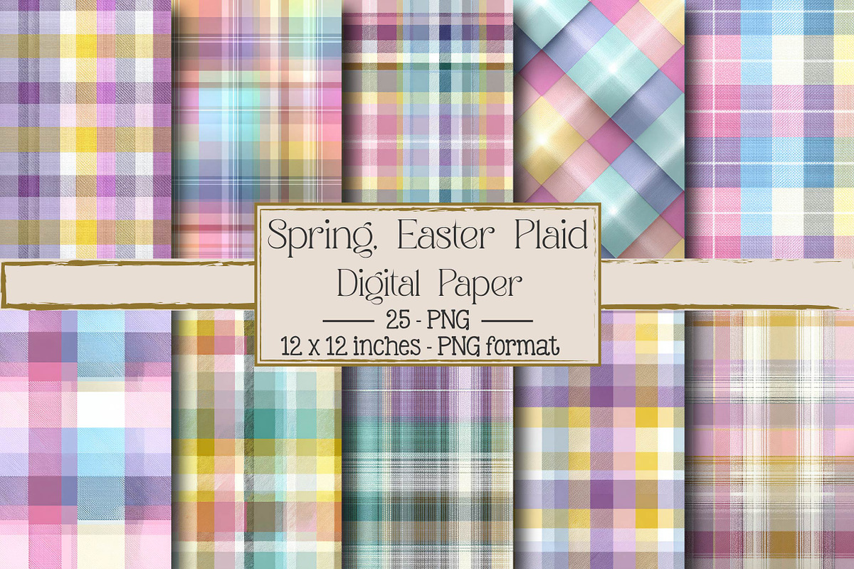 Spring, Easter Plaid Pattern, a Texture Illustration by PixelShop