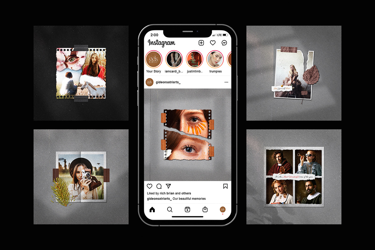 Torn Photo Paper Frames IG Templates