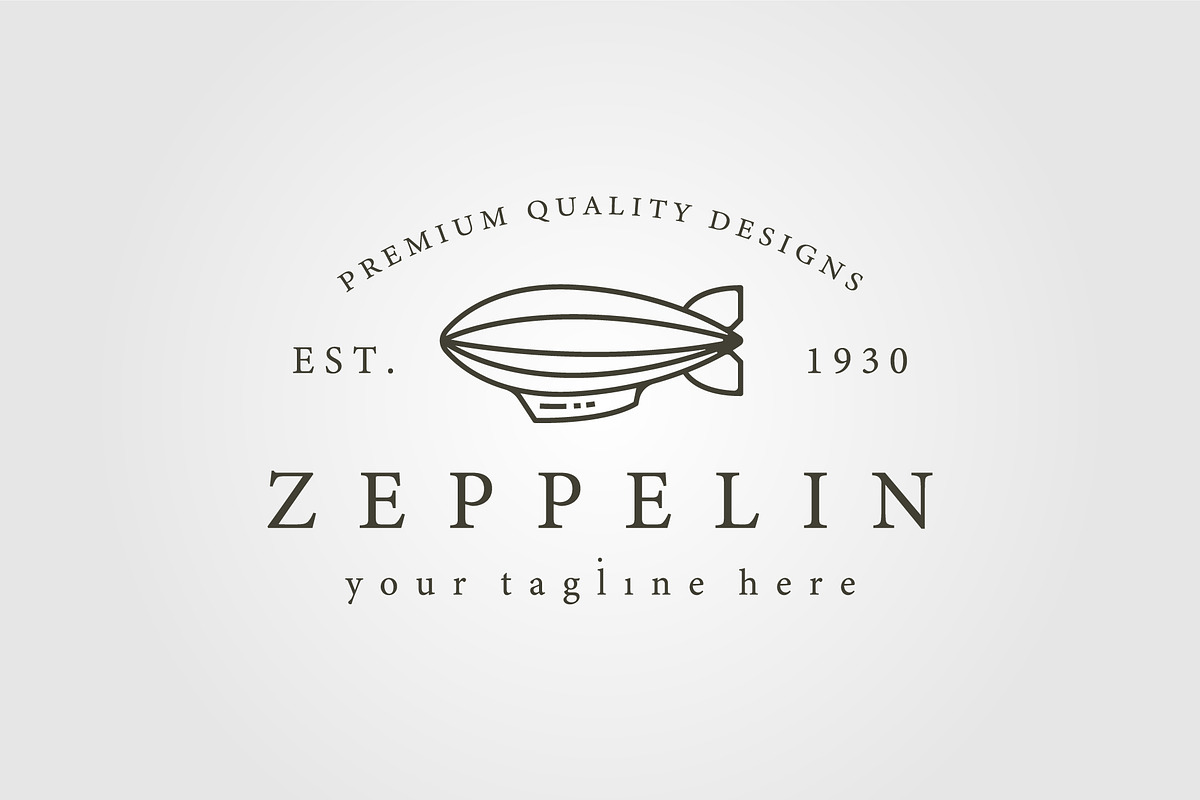 vintage zeppelin airship line icon