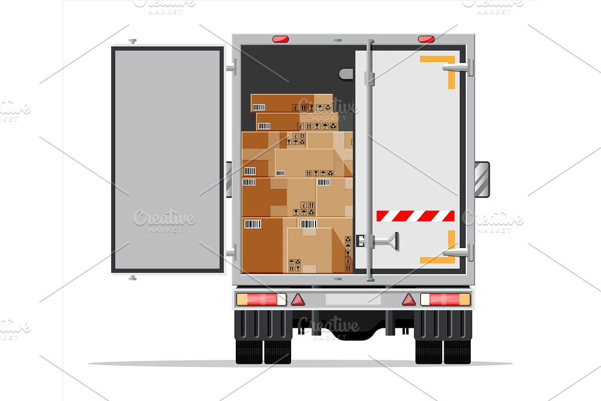 Truck trailer loaded with cardboard, a Transportation Illustration by ...