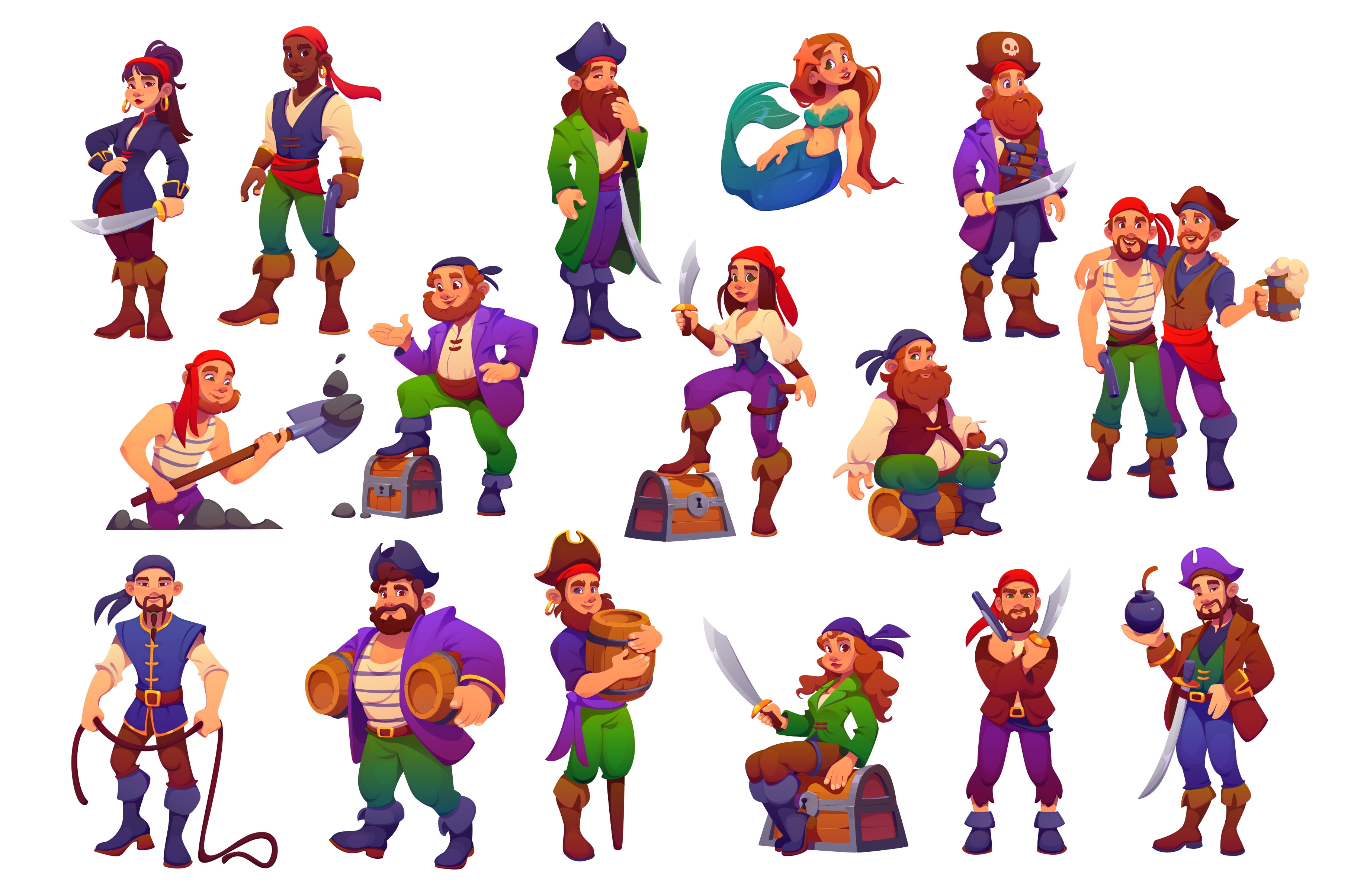 Cartoon pirates, corsairs, a Person Illustration by Vector Tradition