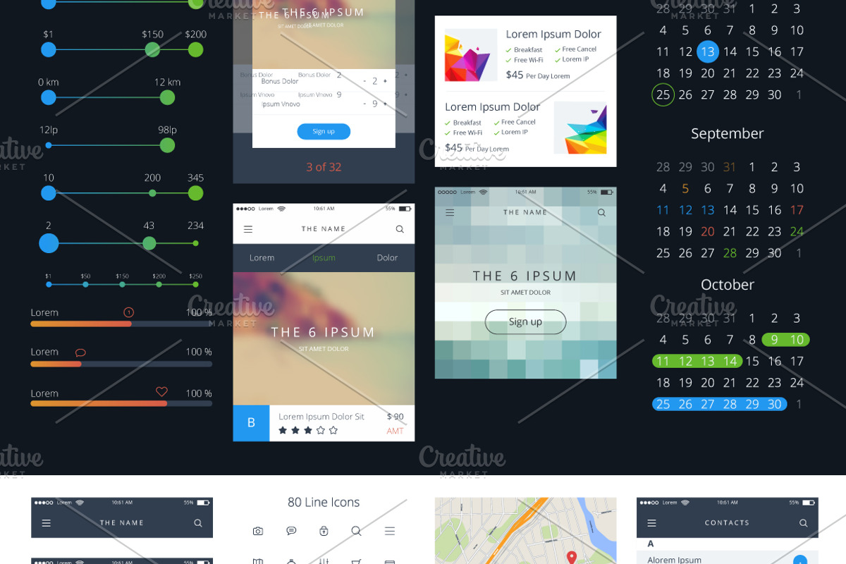 Vector Phone GUI Template, a Work Illustration by fet