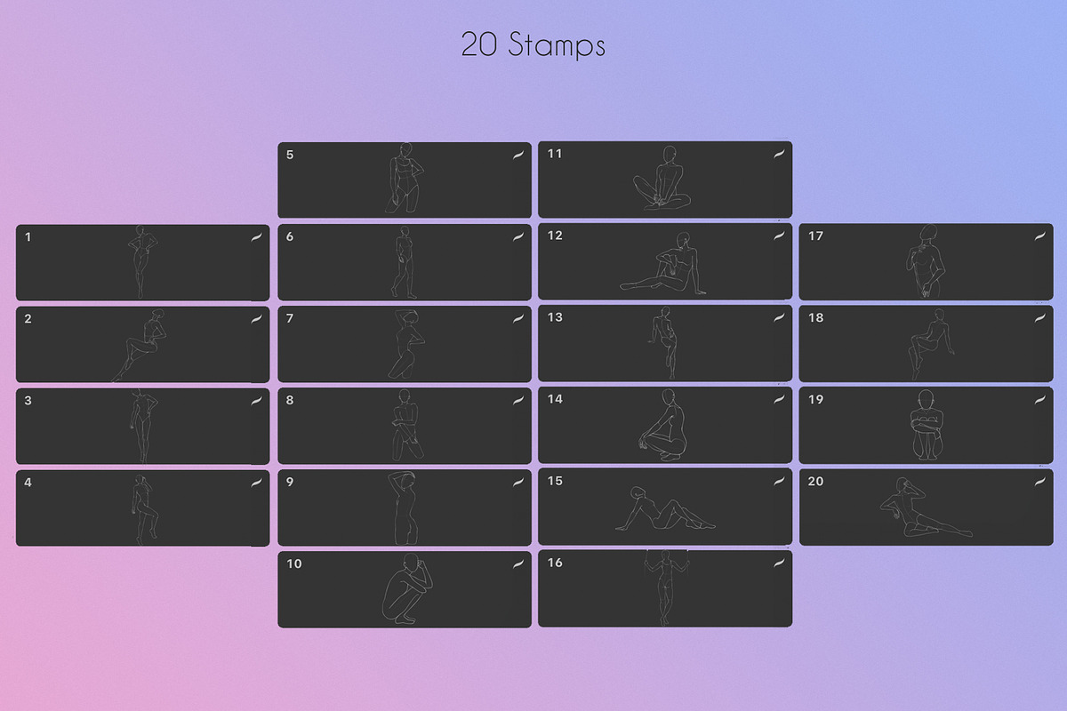 Procreate Female Body Poses, a Brush Add-On by SmuffizStudio